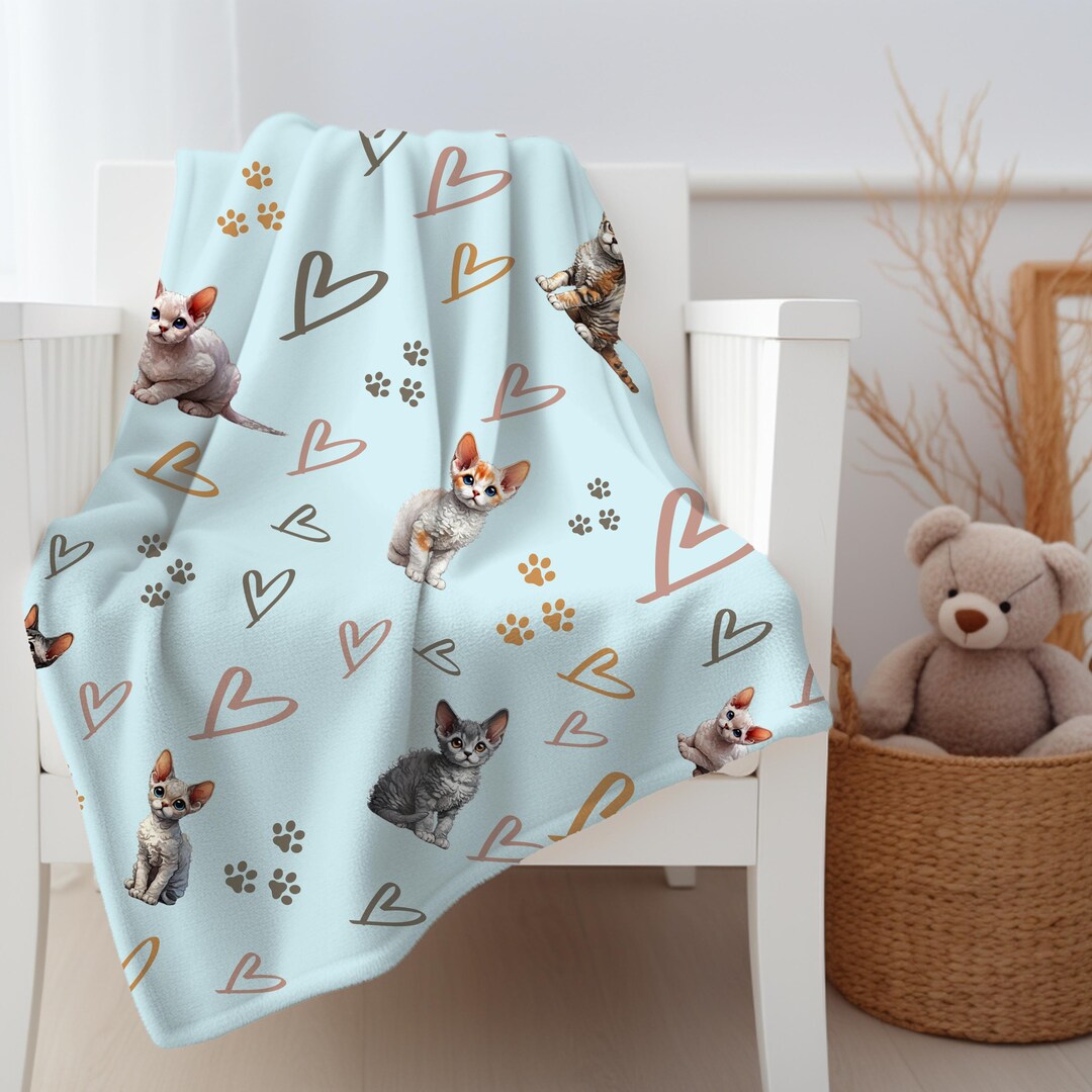 Devon Rex Kittens Sweet Cat Plush Throw Blanket Cute Gift for Rex ...