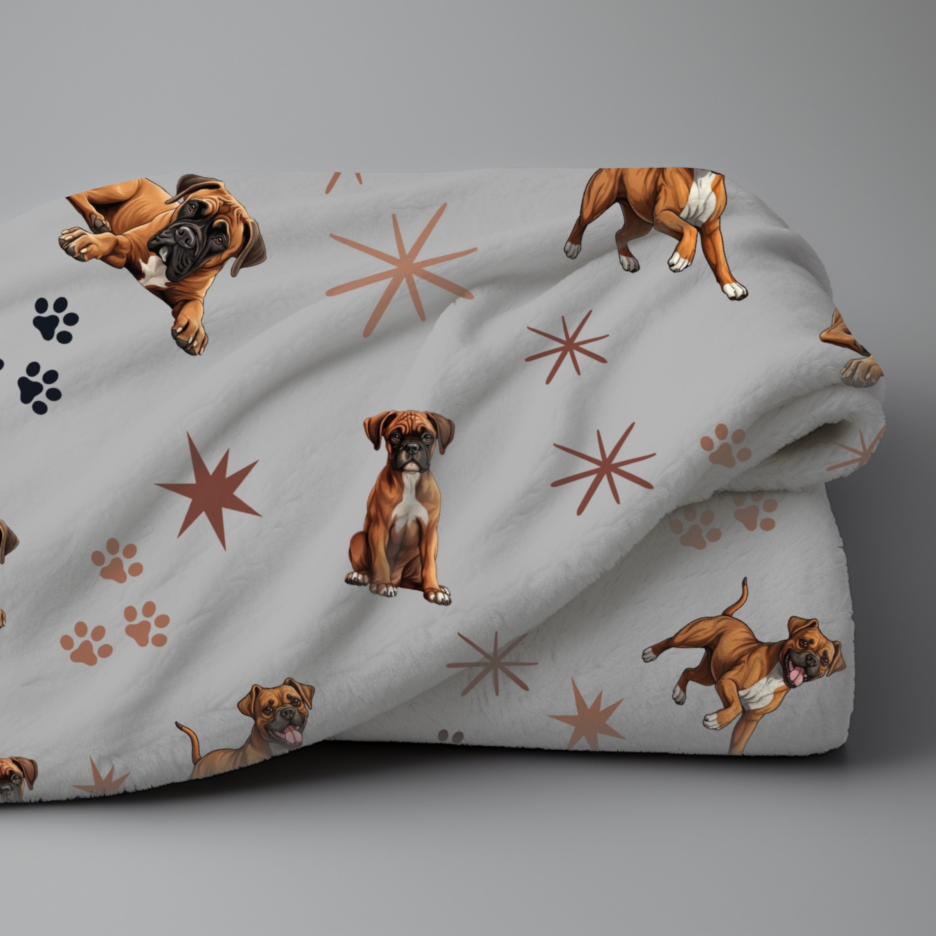 Boxer Dogs With Stars Plush Throw Blanket Gift for Cool Dog Lover Gift ...