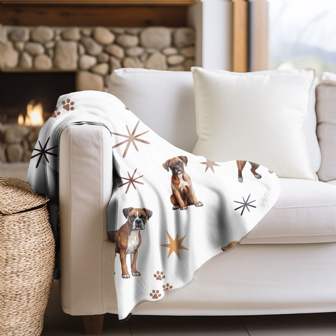 Boxer Dogs With Stars Plush Throw Blanket Gift for Cool Dog Lover Gift ...