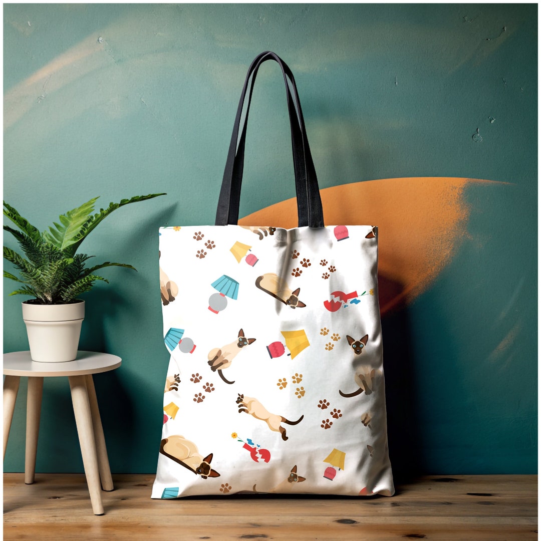 Siamese Cat Bad Kitty Tote Bag for Meezer Lovers Siamese Bad Kitty Cat ...