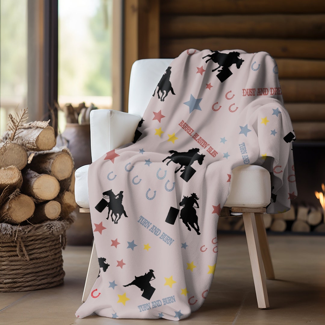 Cowgirl Barrel Racing Turn and Burn Throw Blanket Rodeo Lovers Gift ...