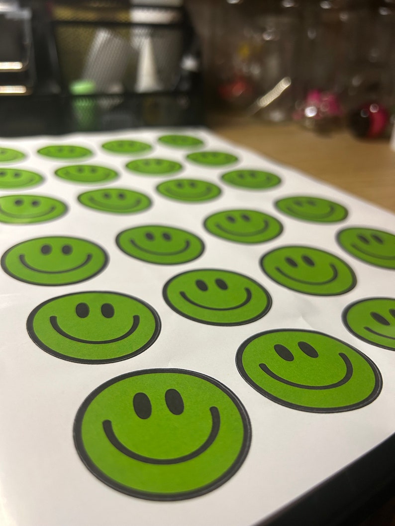 4X Green Smiley Face Stickers Rave House Acid Cute Sticker - Etsy