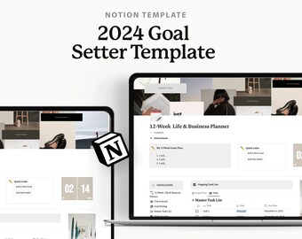 2024 Notion Goals Planner Template, Digital Notion Goal Habit Tracker Template, Lifestyle ...