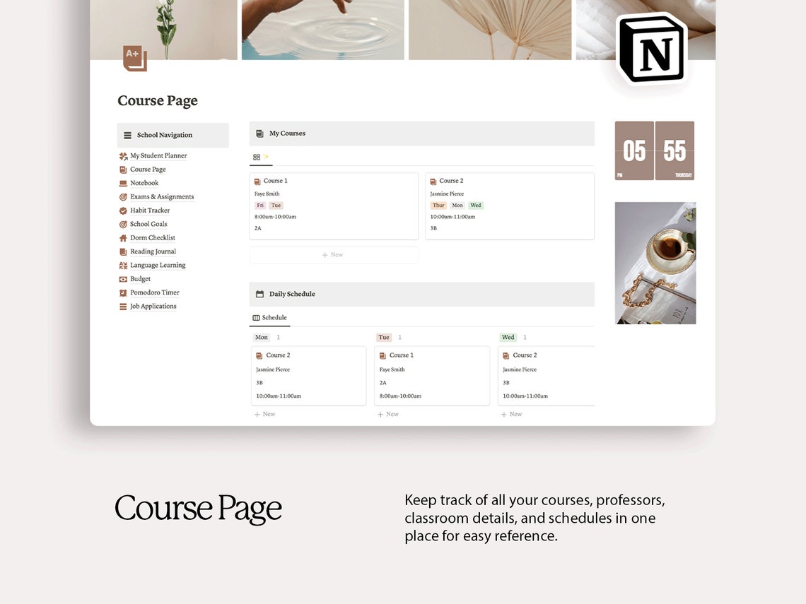 Notion Student Planner Template, Digital Academic Planner, School ...