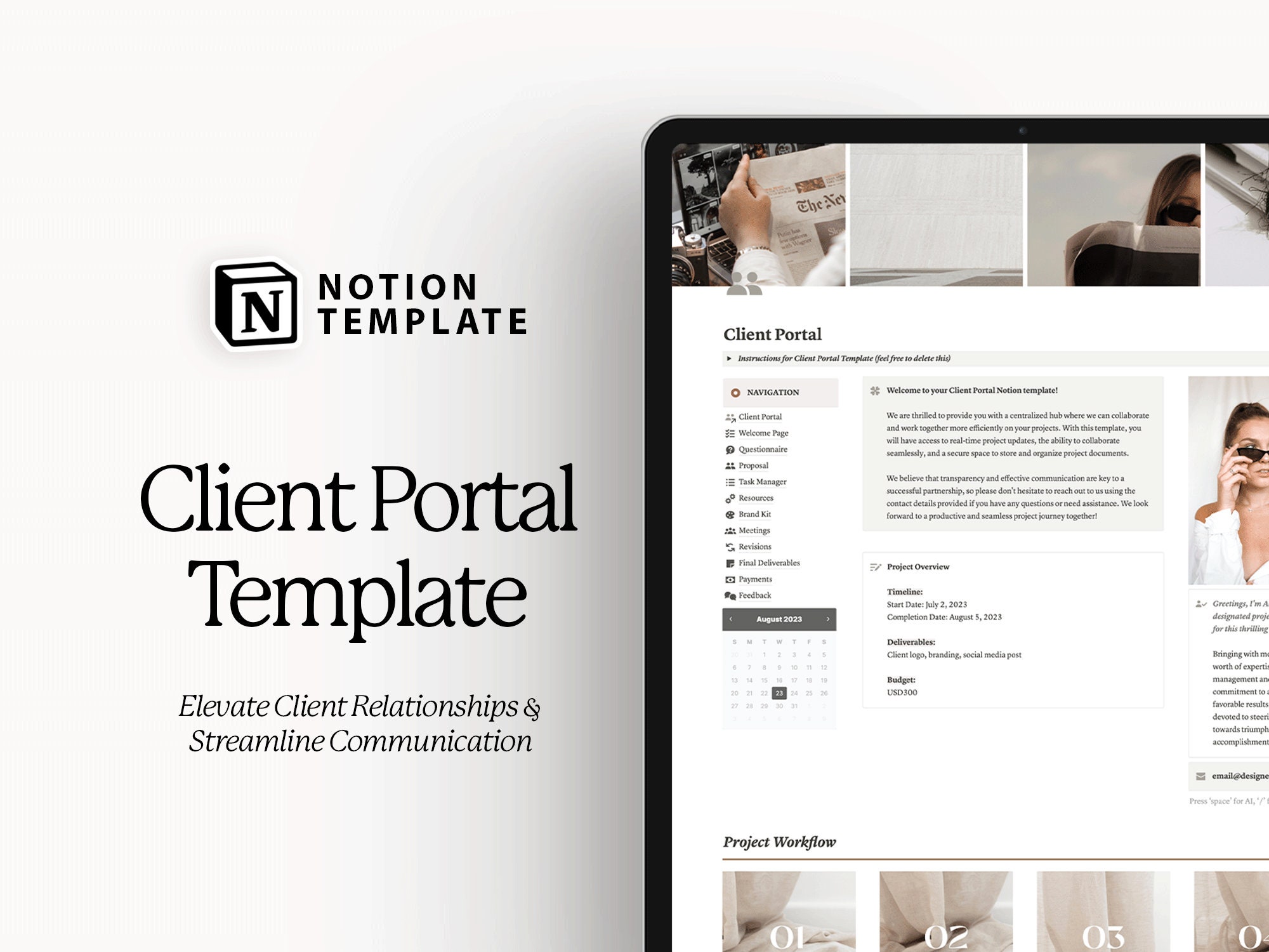 Notion Template Client Portal, Project Planner, Client Dashboard Project Tracker Onboarding ...