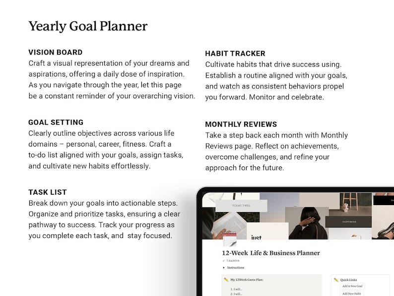 2024 Notion Goals Planner Template, Digital Notion Goal Habit Tracker ...