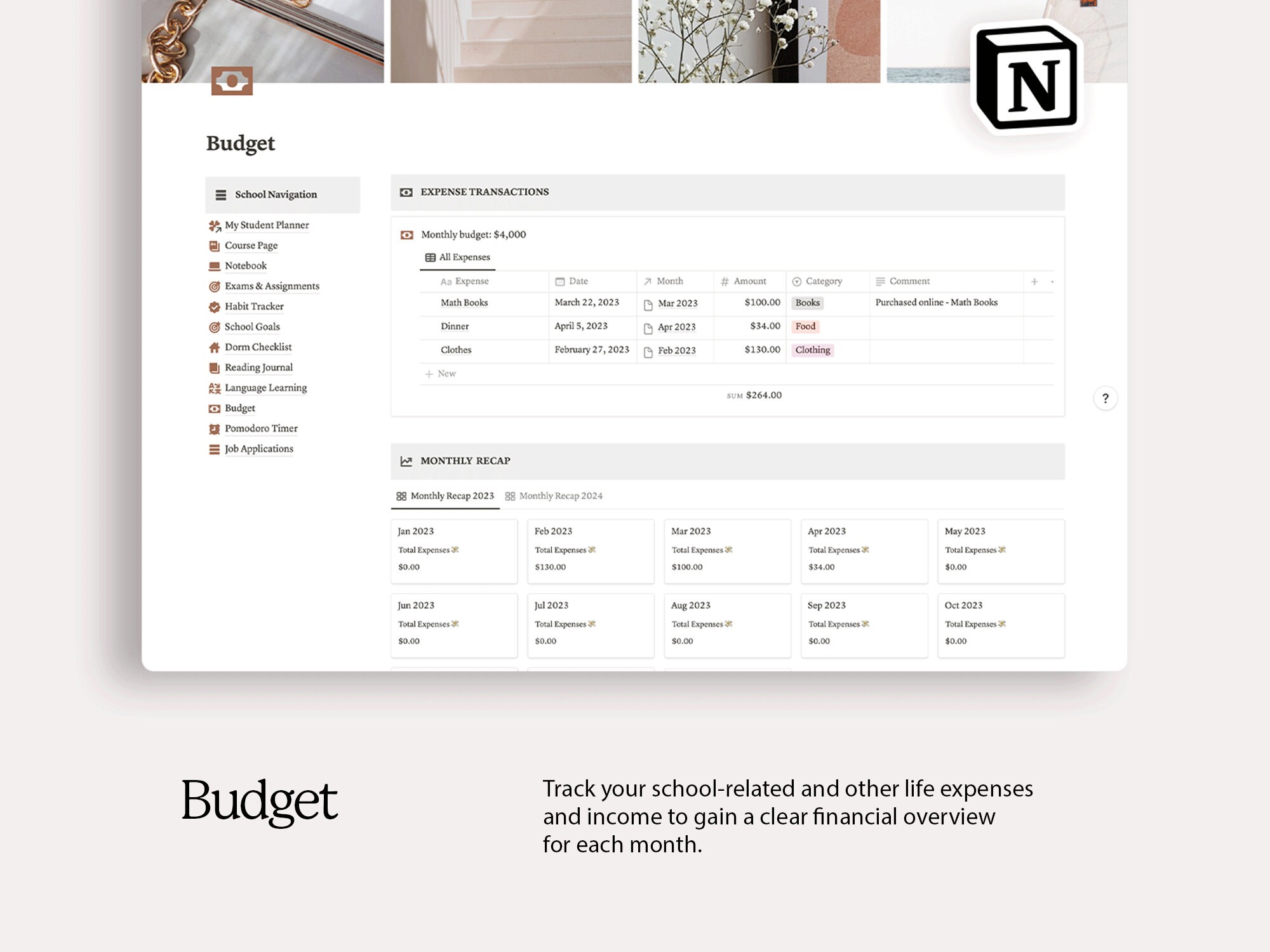 Notion Student Planner Template, Digital Academic Planner, School ...