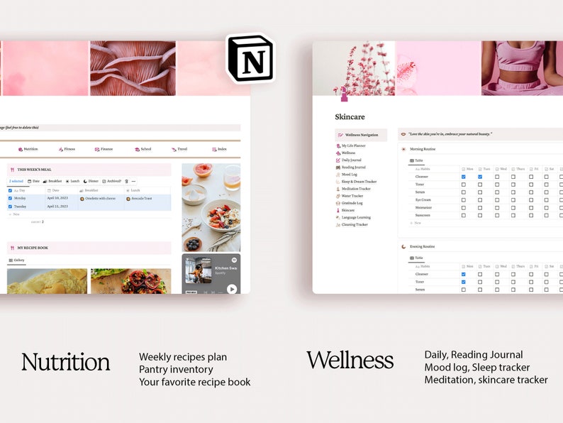 Notion Template All in One Life Planner, Digital ADHD Personal Planner Notion Dashboard ...