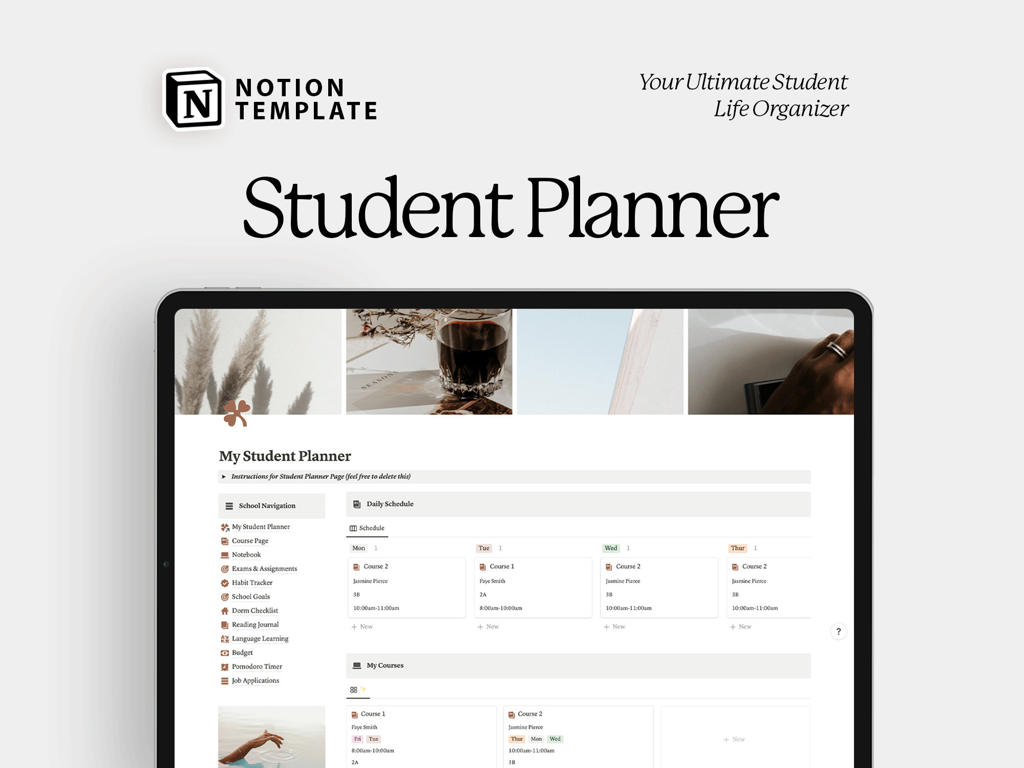 Notion Student Planner Template, Digital Academic Planner, School ...