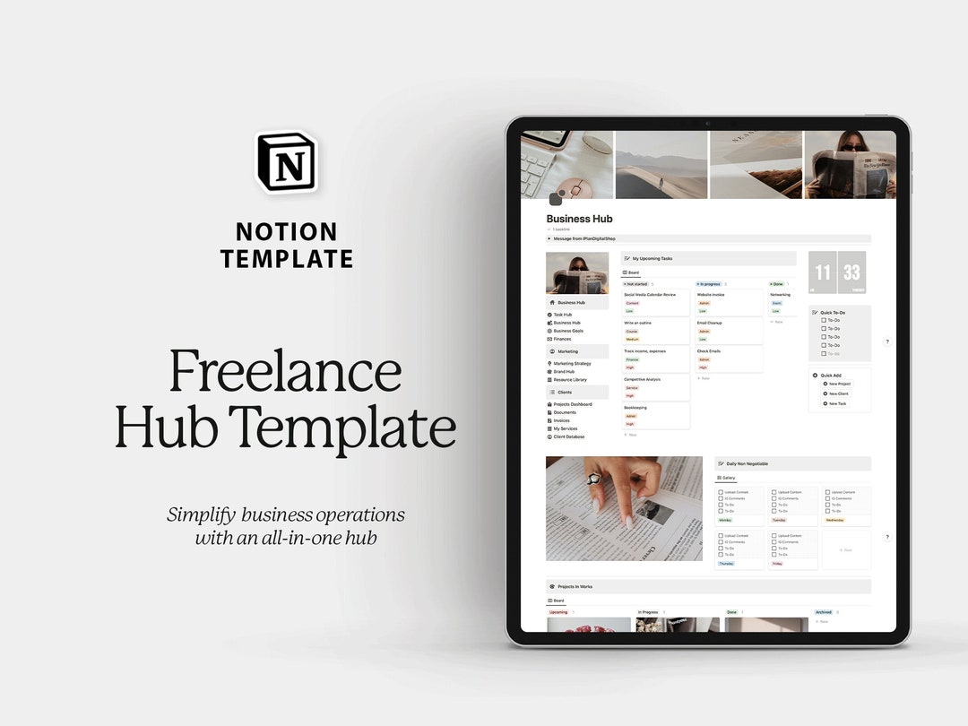 Notion Template Business for Freelancers Hub. Digital Work Notion ...