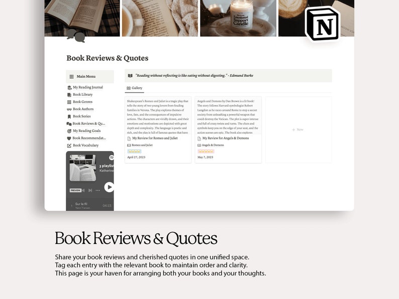 Digital Reading Journal Notion Planner, Personal Notion Dashboard, Book ...