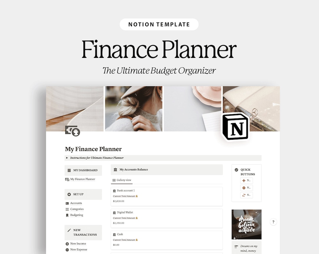 Notion Budget Planner Template Finance Tracker, Personal Notion Income ...