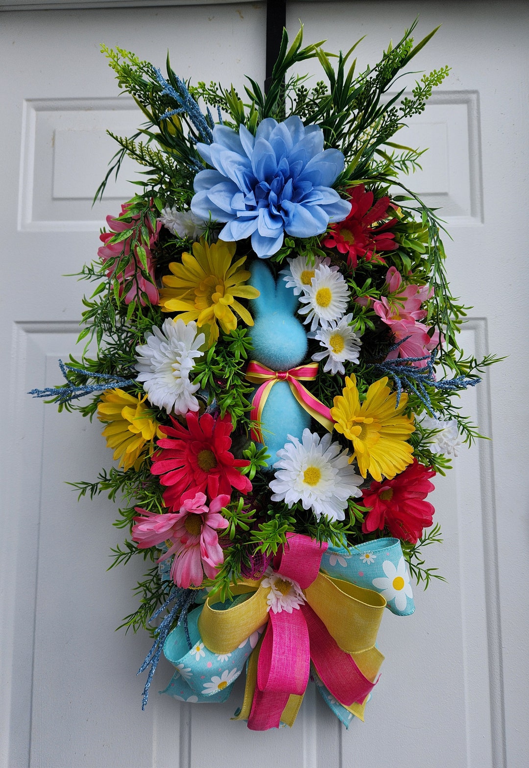 Easter Swag, Flocked Easter Bunny Swag, Bunny Swag, Spring Swag ...