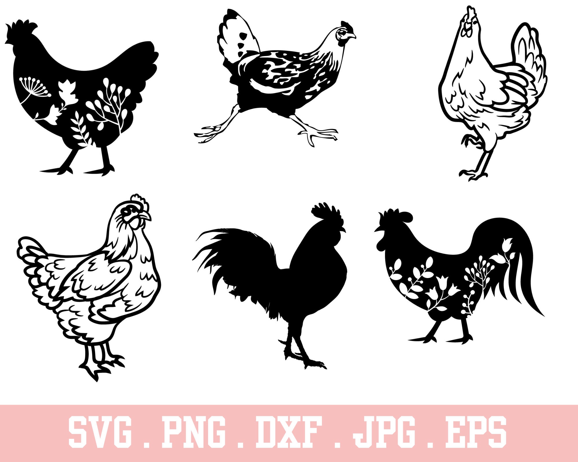 Chicken Svg Bundle, Chicken Svg Funny, Chicken Svg Files, Farm Animal ...