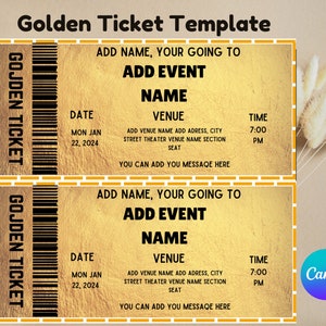 Golden Ticket Template, Golden Ticket, Ticket Template, Golden Birthday ...
