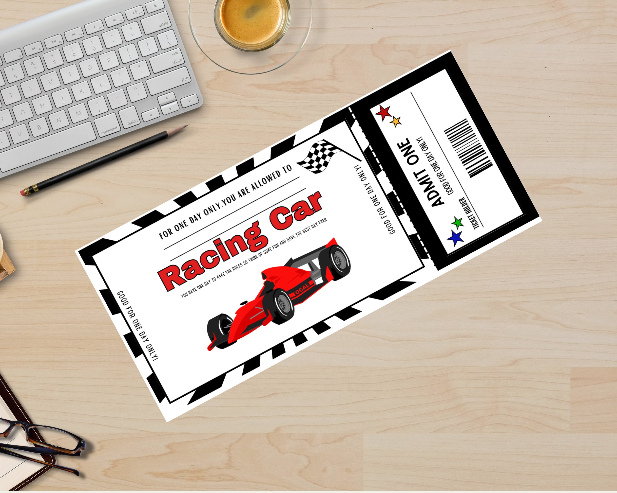 Race Car Ticket Template, Race Car Party, Race Car Birthday, Coupon ...