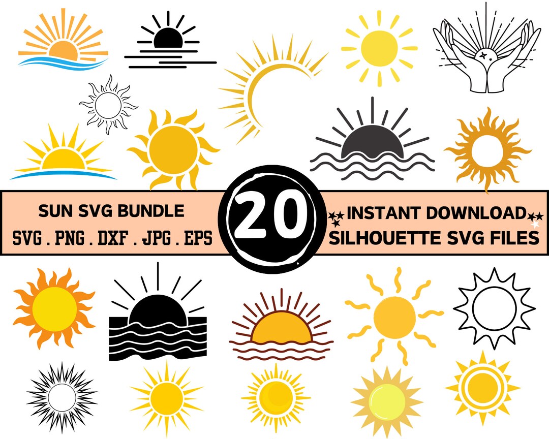Sun Svg Bundle, Sun Clipart, Sun Png, Svg Files for Cricut, Svg Files ...