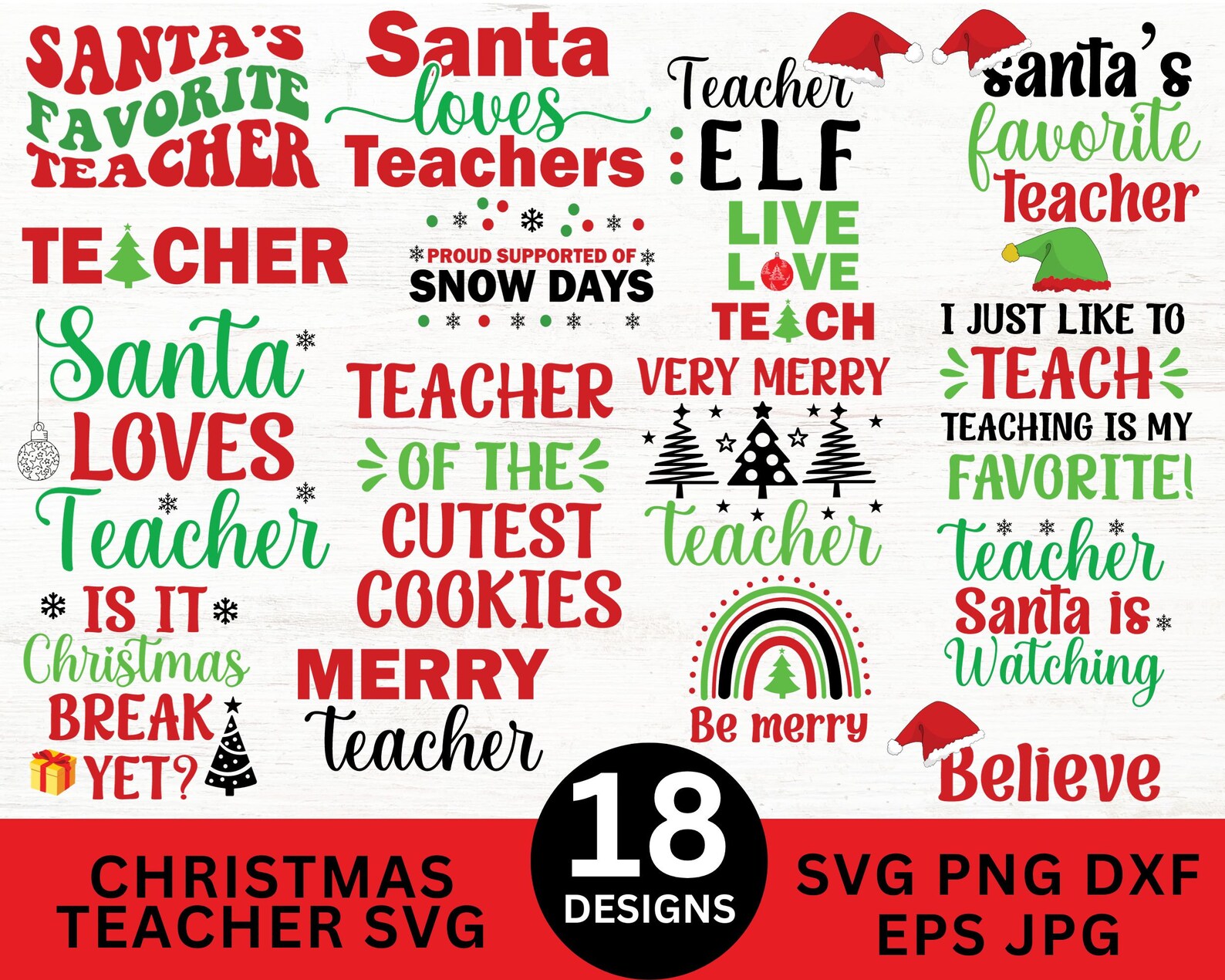 Teacher Christmas Svg Png Bundle, Merry Christmas Teacher Svg, School ...