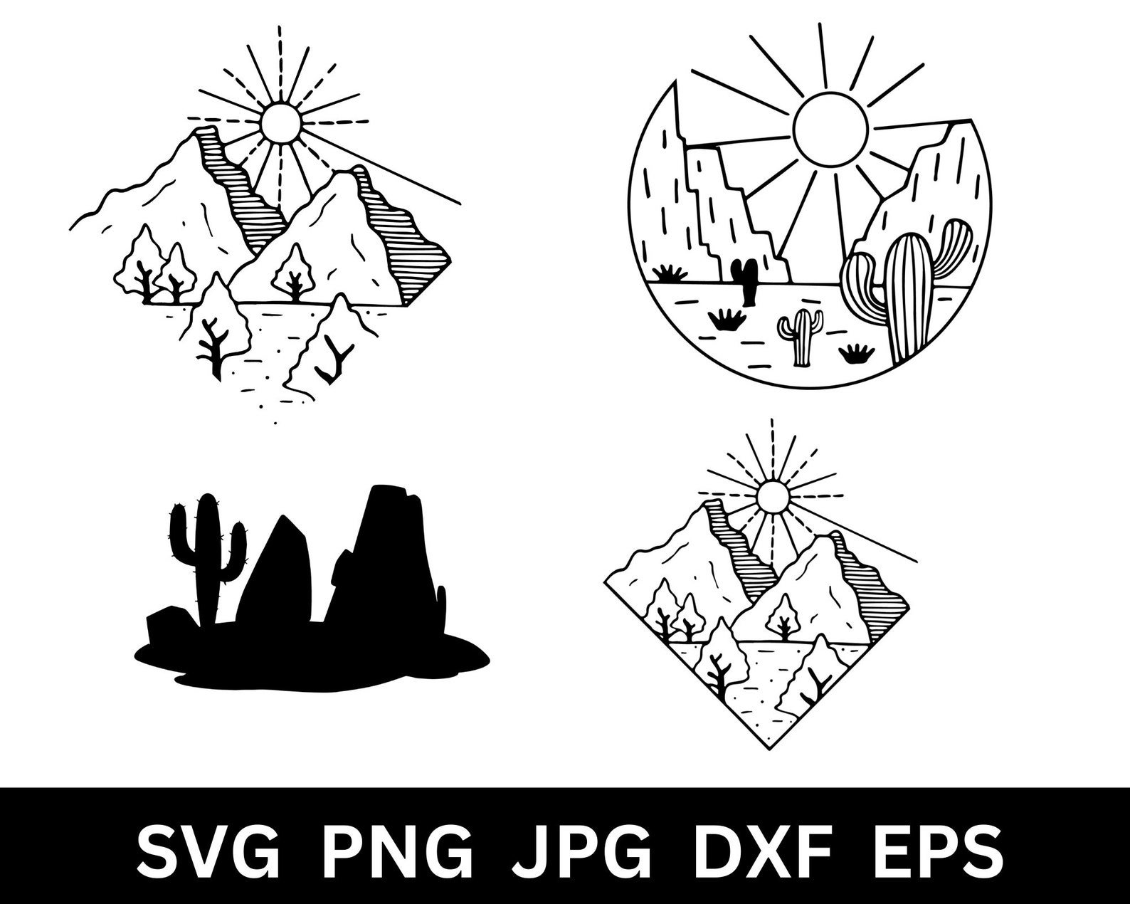 Desert Landscape Svg, Desert Scene Svg, Desert Cactus Svg, Desert ...