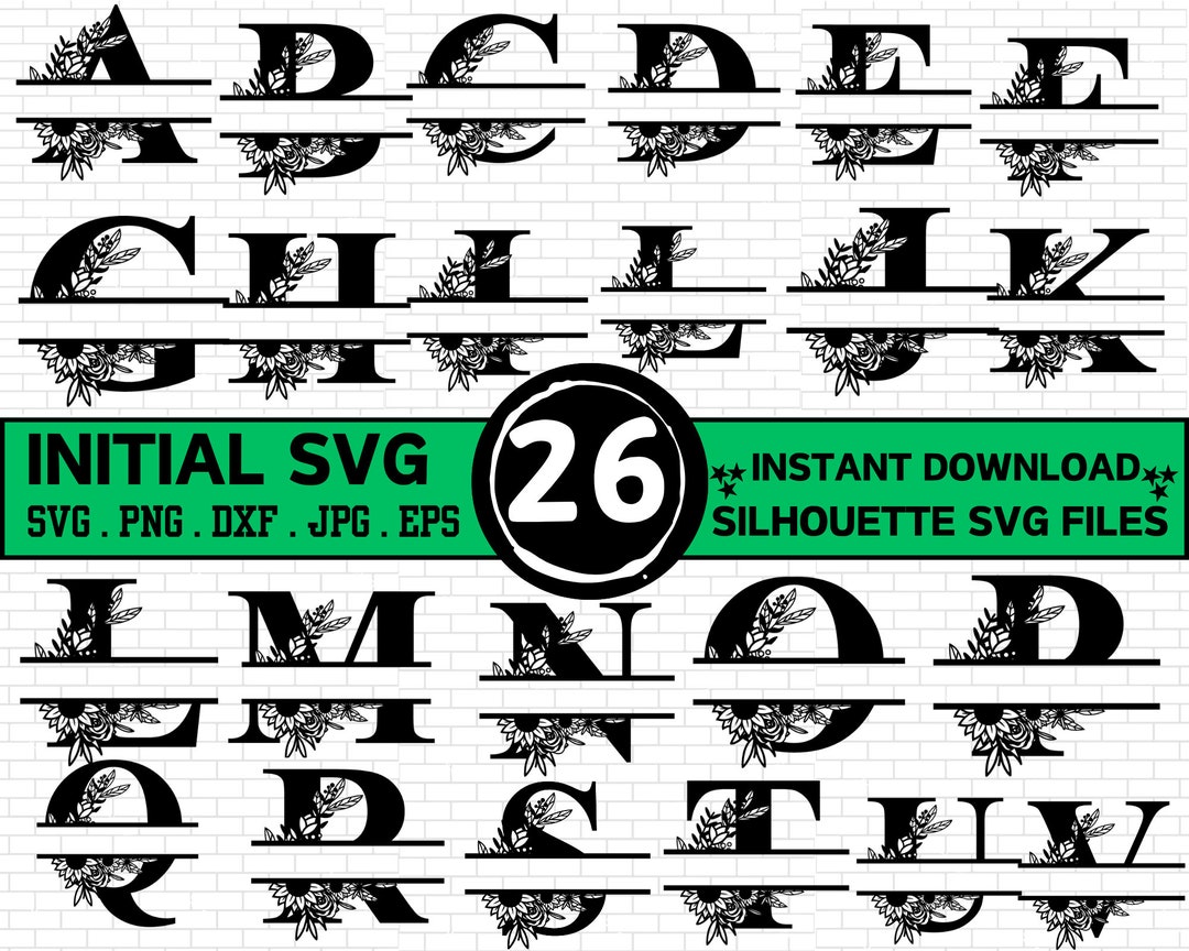 Initial Svg Bundle, Monogram Svg Files, Initial Monogram Png, Svg Files ...