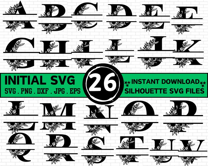 Initial Svg Bundle, Monogram Svg Files, Initial Monogram Png, Svg Files ...