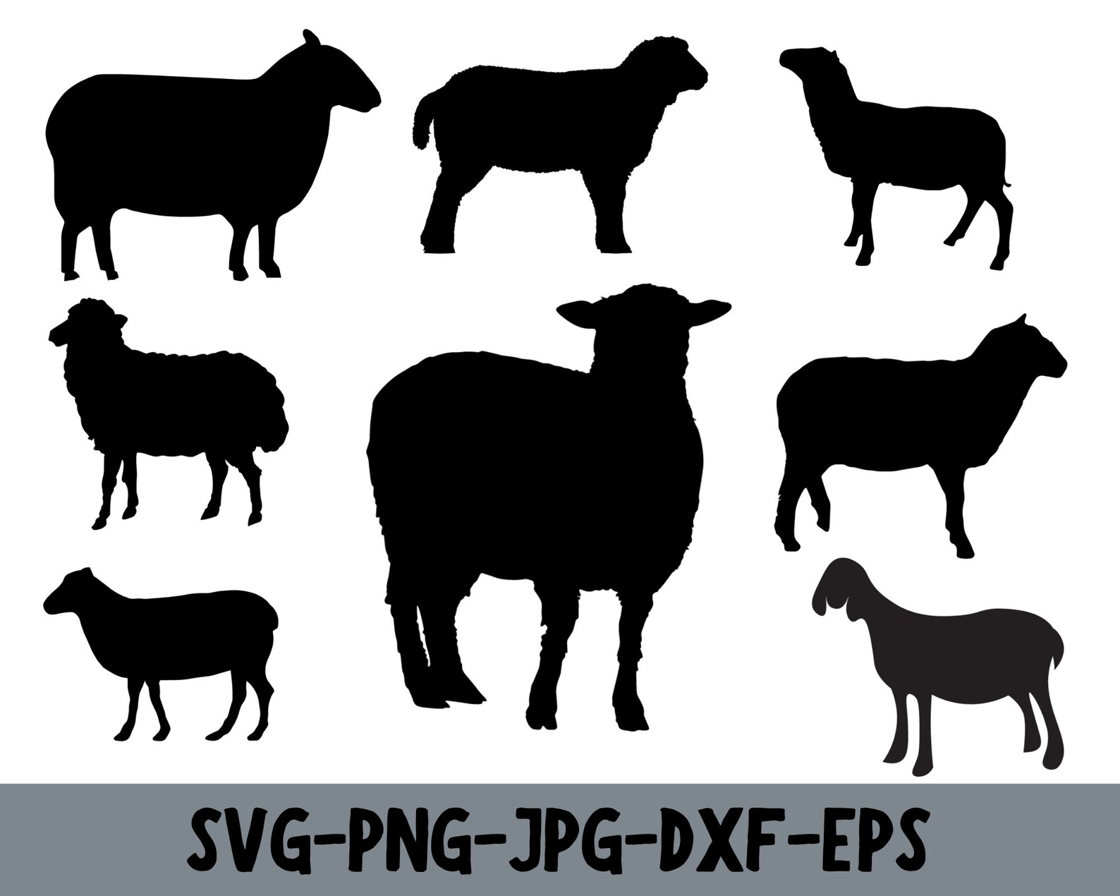 Sheep Svg Bundle, Sheep Dxf, Sheep Clipart, Farm Animal Svg, Sheep Png ...