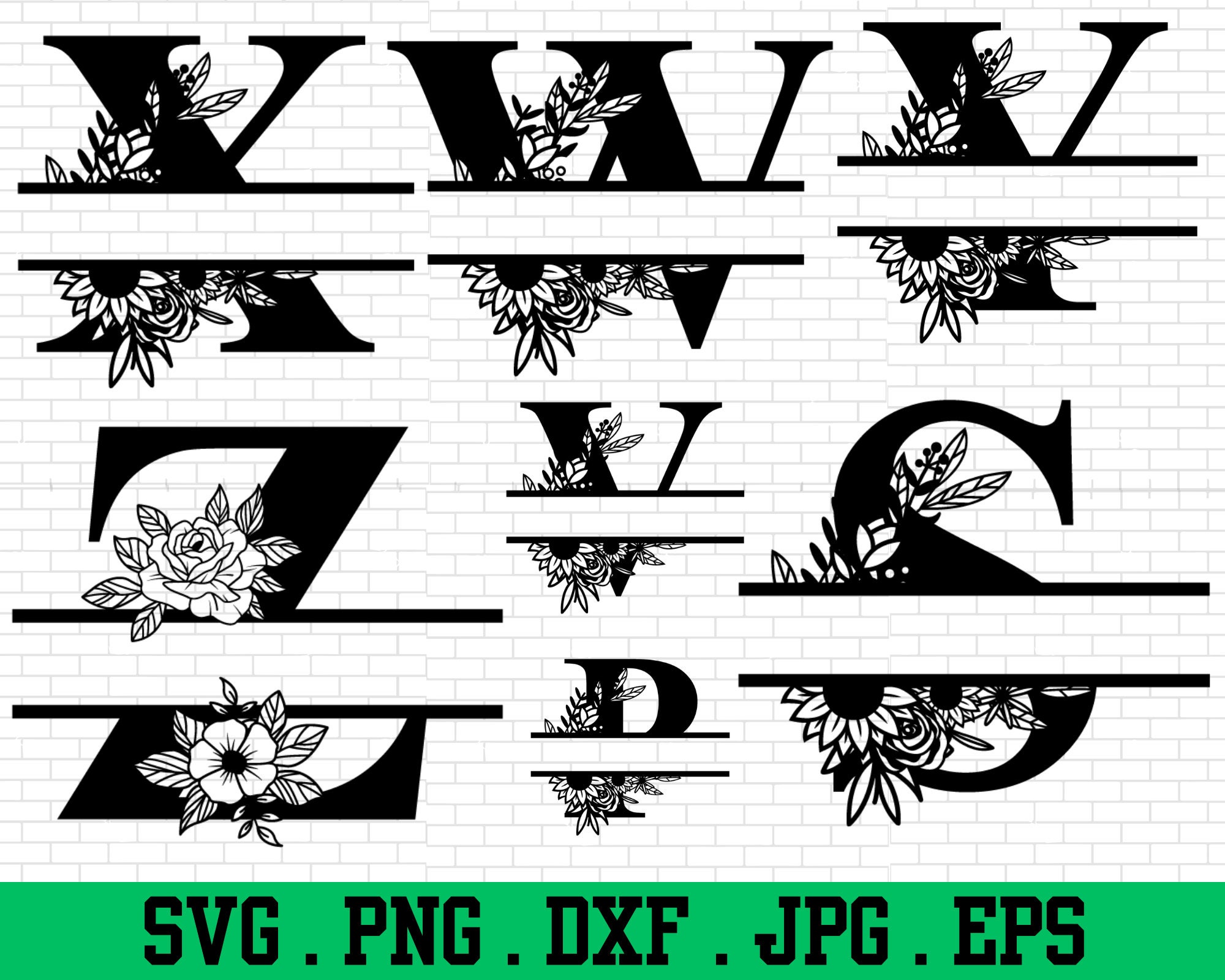 Initial Svg Bundle, Monogram Svg Files, Initial Monogram Png, Svg Files ...