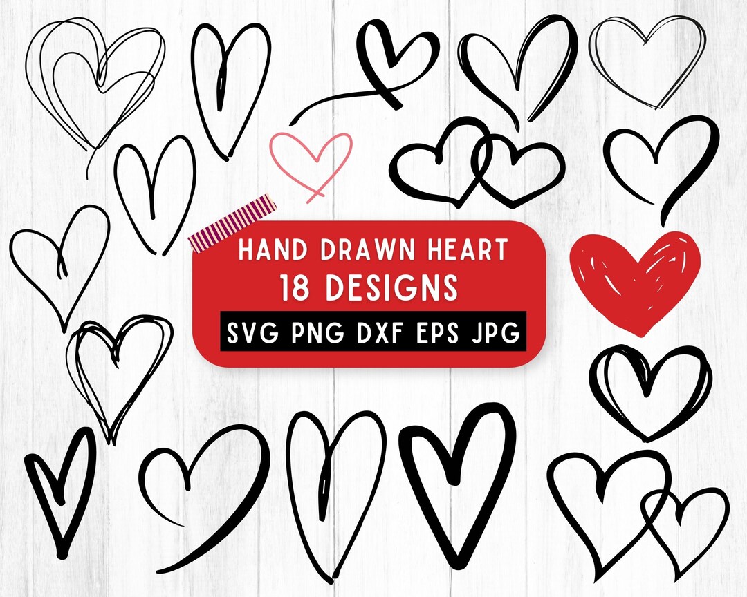 Hand Drawn Heart Svg, Heart Clipart, Digital Download,heart Svg Bundle ...