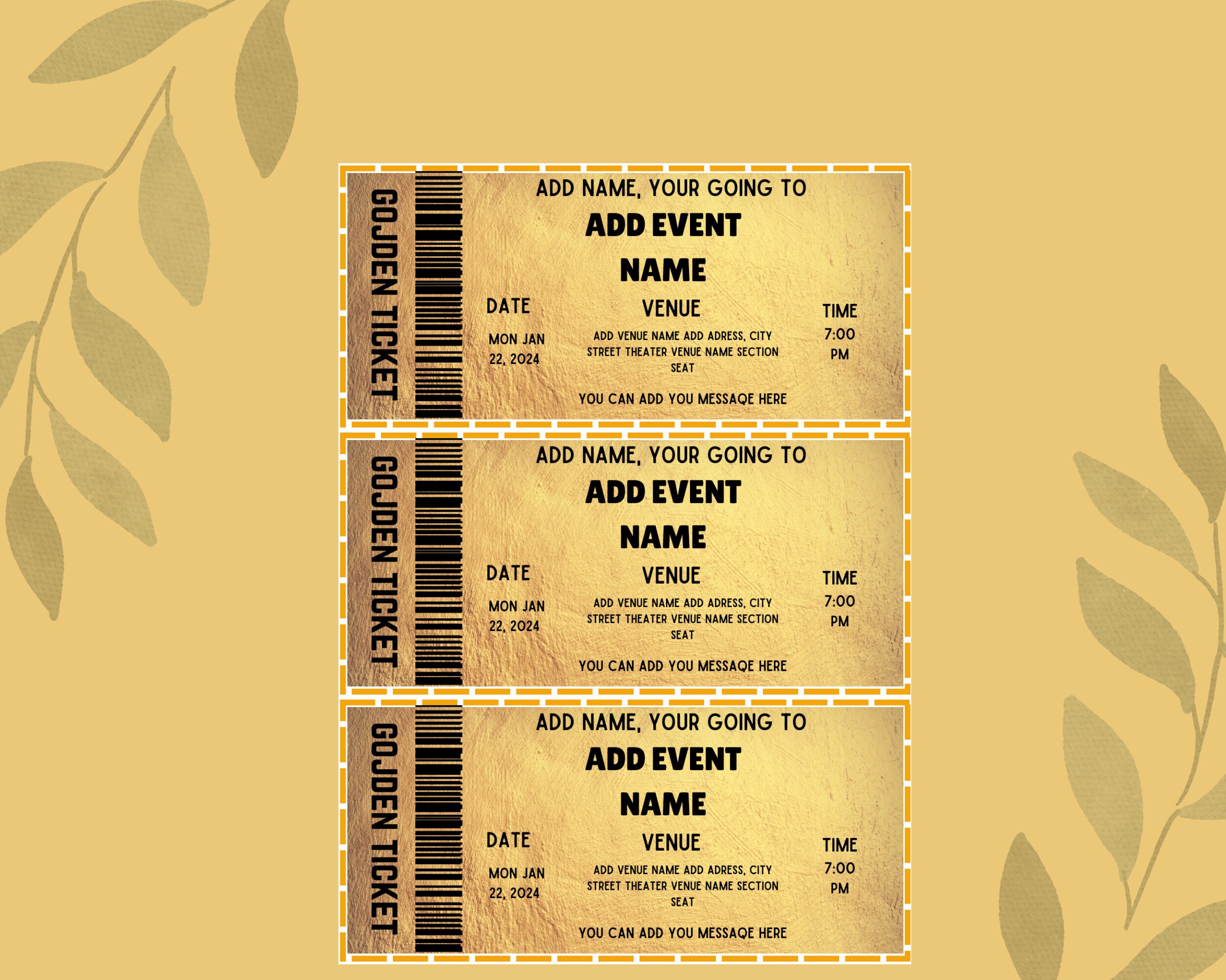 Golden Ticket Template, Golden Ticket, Ticket Template, Golden Birthday ...