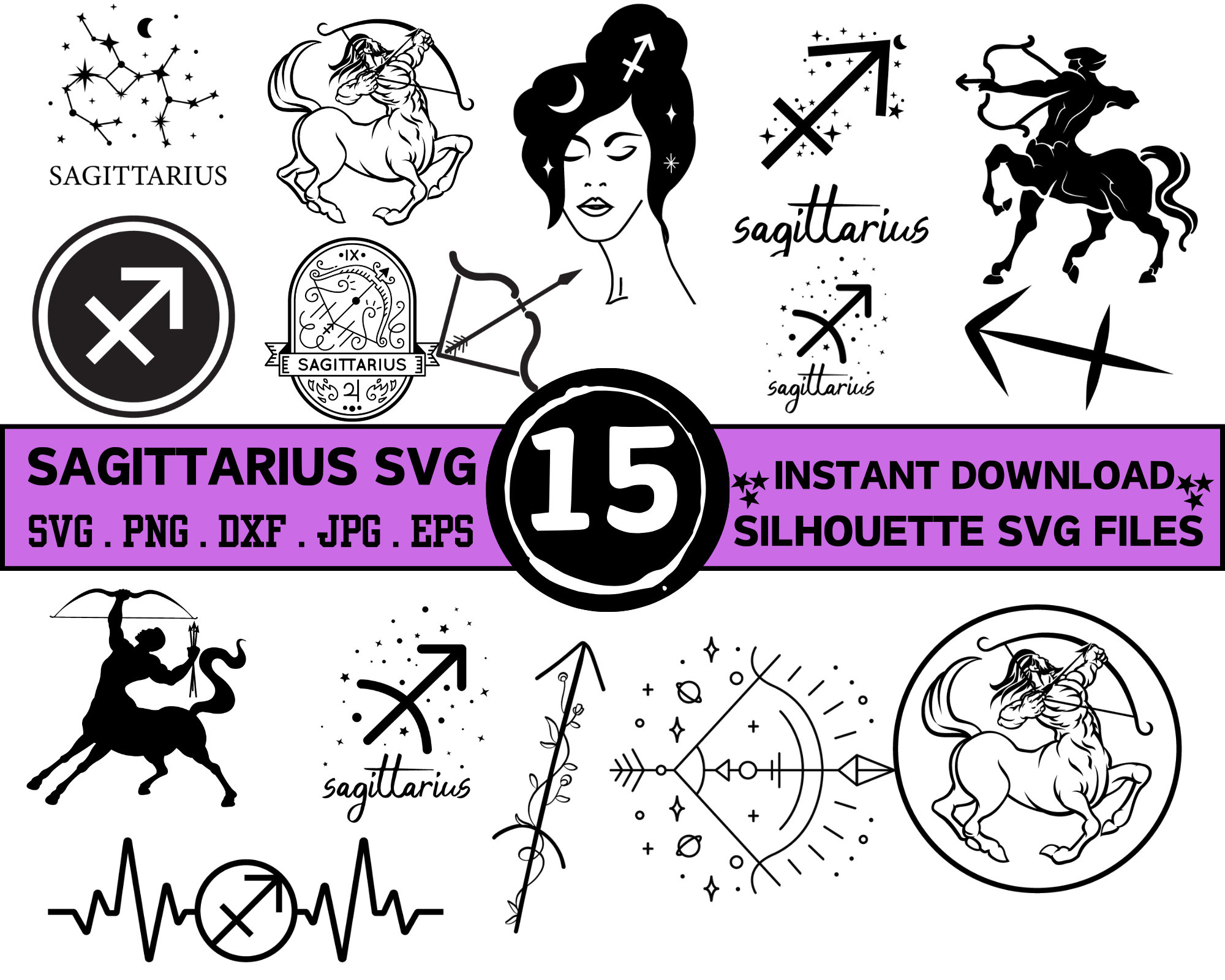 Sagittarius Svg Bundle, Zodiac Svg,zodiac Sign Png, Sagittarius Dxf ...
