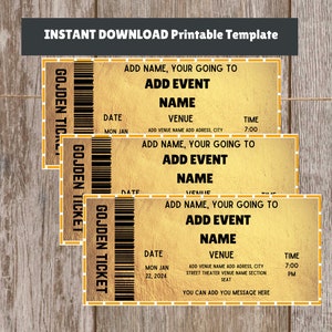 Golden Ticket Template, Golden Ticket, Ticket Template, Golden Birthday ...