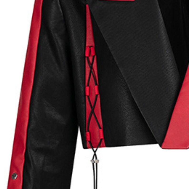 Spring Cool Short Black and Red Color Leather Jacket,black Leather ...