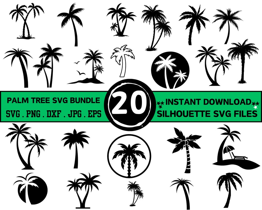 Palm Tree Svg Bundle,palm Tree Png,palm Tree Clipart,palm Trees Svg ...