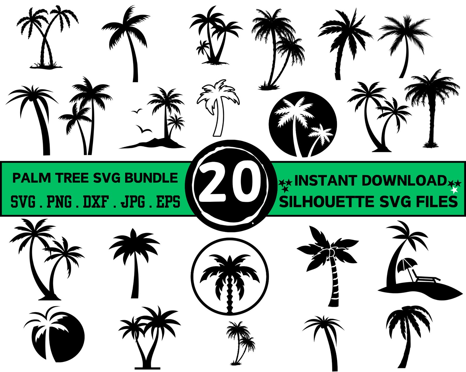 Palm Tree Svg Bundle,palm Tree Png,palm Tree Clipart,palm Trees Svg ...