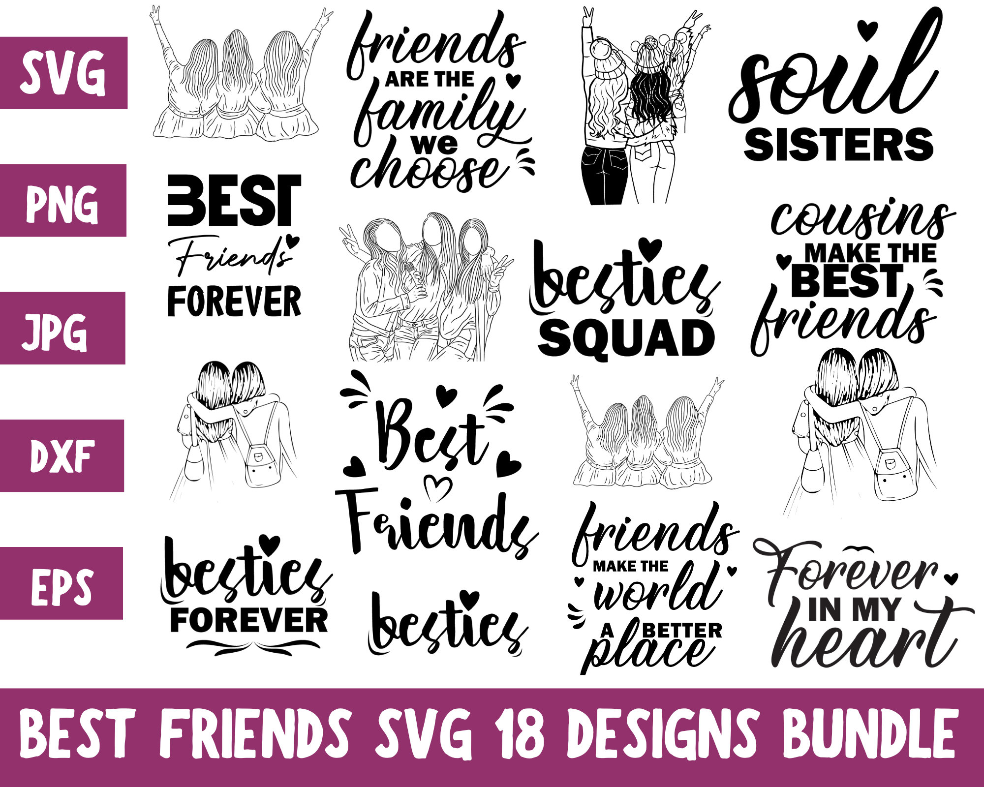Best Friends Svg Bundle, Friends Svg, Svg Files for Cricut, Best Friends Png, Svg Cut File, Best ...