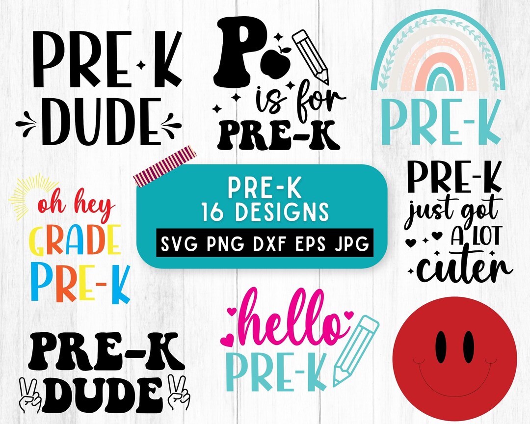 Pre-k Svg Png Bundle, Pre K Svg, Teacher Svg Bundle, School Svg, Back ...