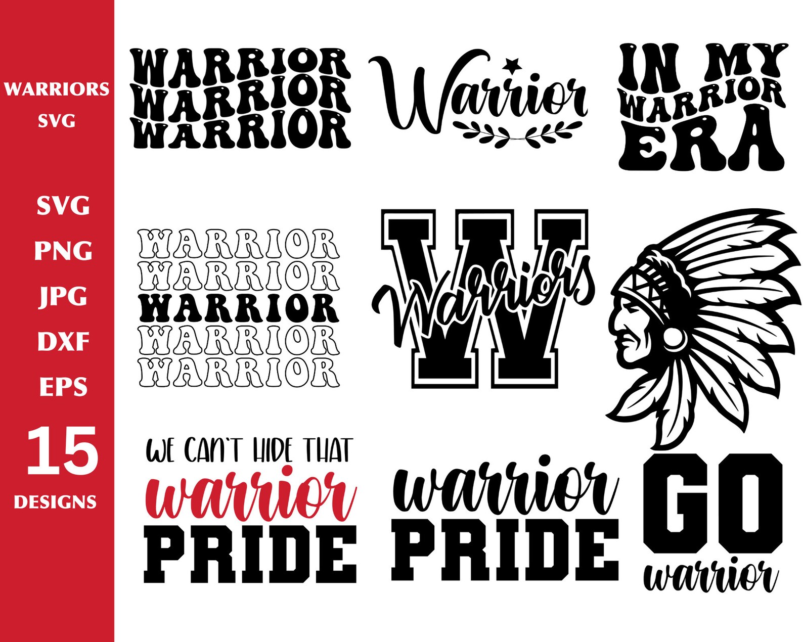 15 Digital Download Files, Warrior Svg/ Png Files, Vector Files ...