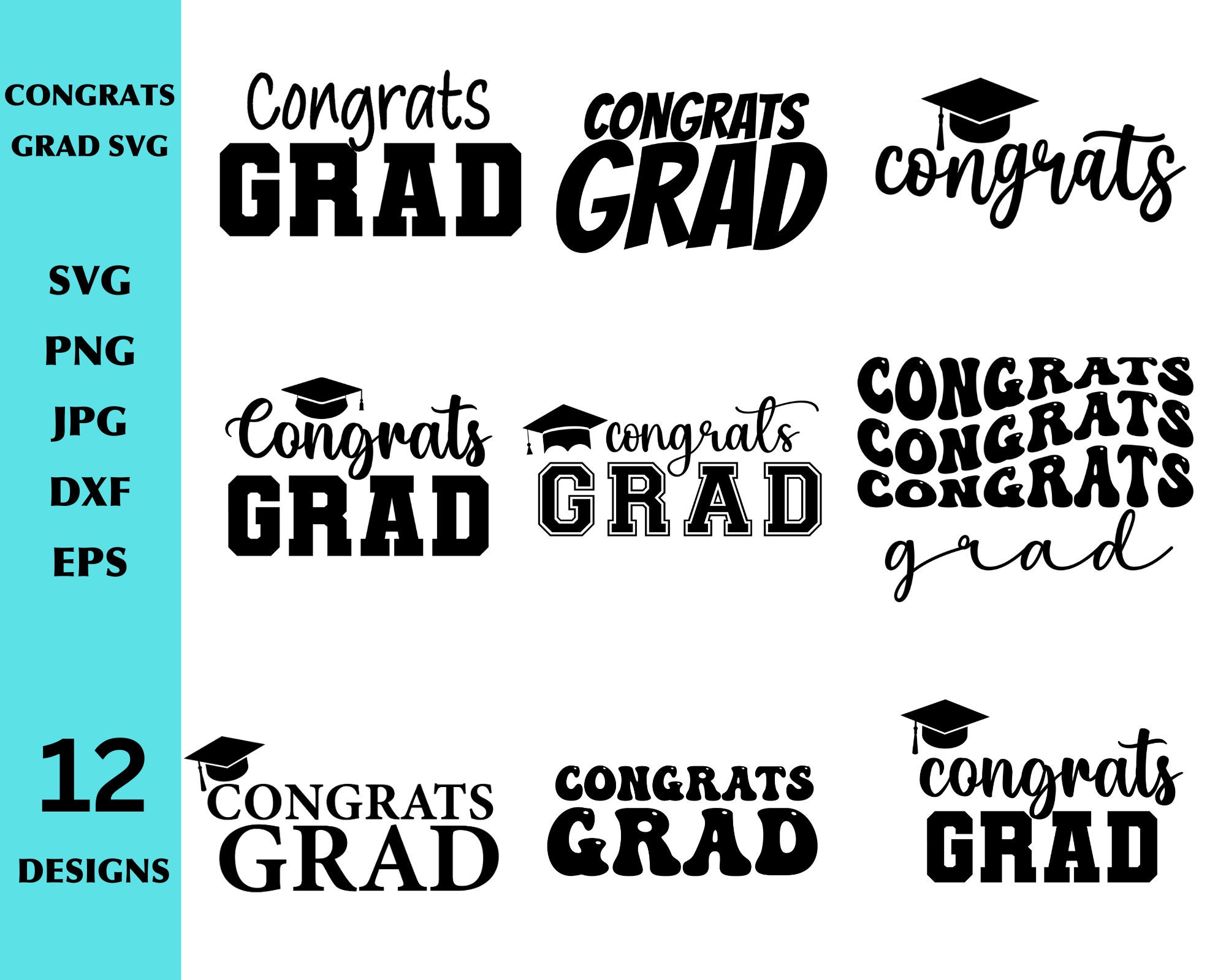 Congrats Grad Svg Bundle, Graduation Svg, Congrats Grad Png, Svg for ...