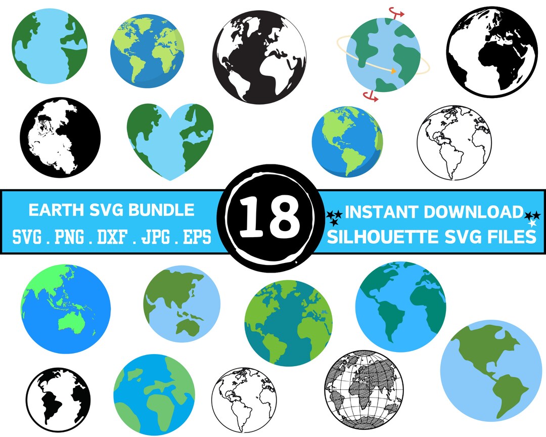 Paquete SVG de la Tierra, Globo SVG, Día de la Tierra Svg, Archivos SVG ...