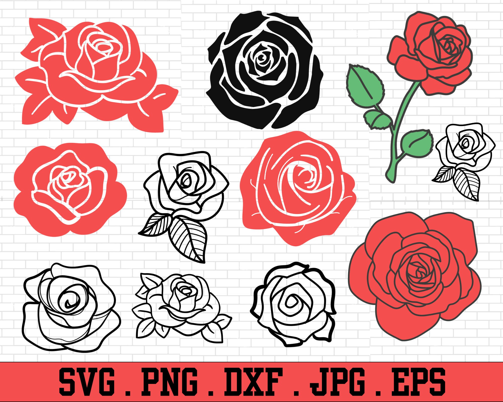 Roses Svg Bundle, Roses Svg, Rose Clipart, Rose Png, Rose Silhouette ...