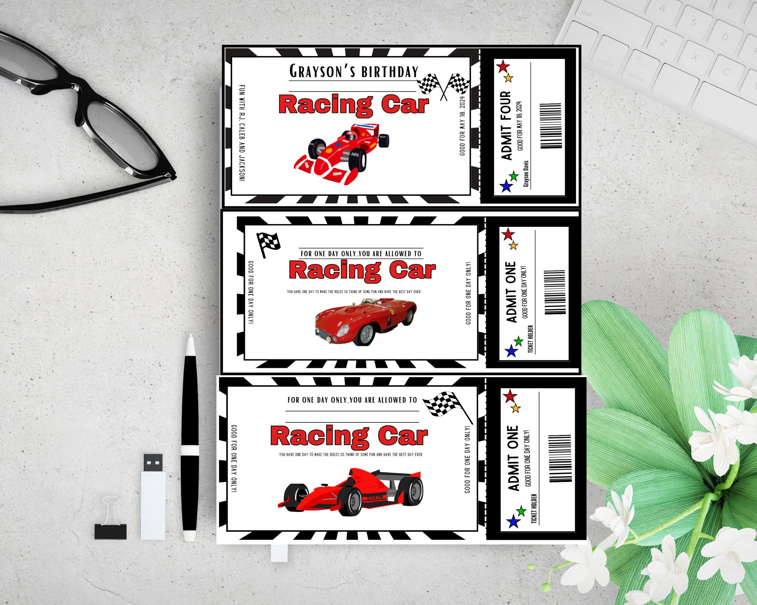 Race Car Ticket Template, Race Car Party, Race Car Birthday, Coupon ...