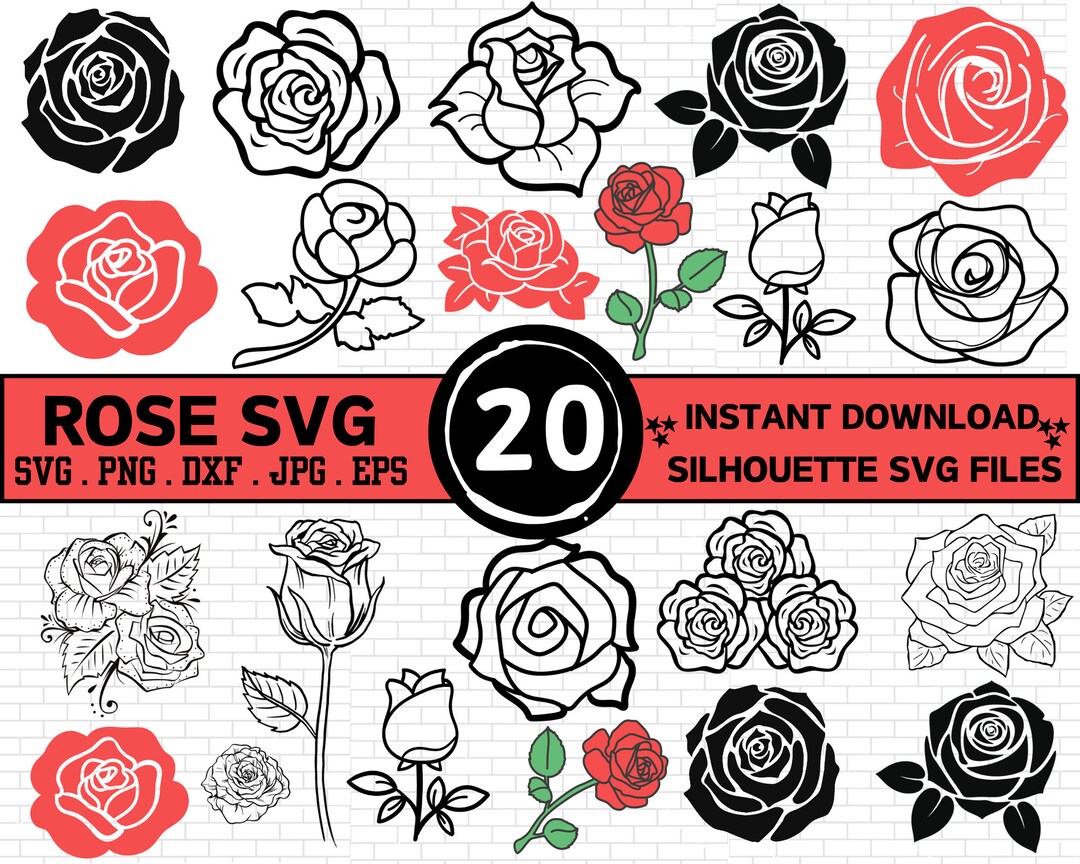 Roses Svg Bundle, Roses Svg, Rose Clipart, Rose Png, Rose Silhouette ...