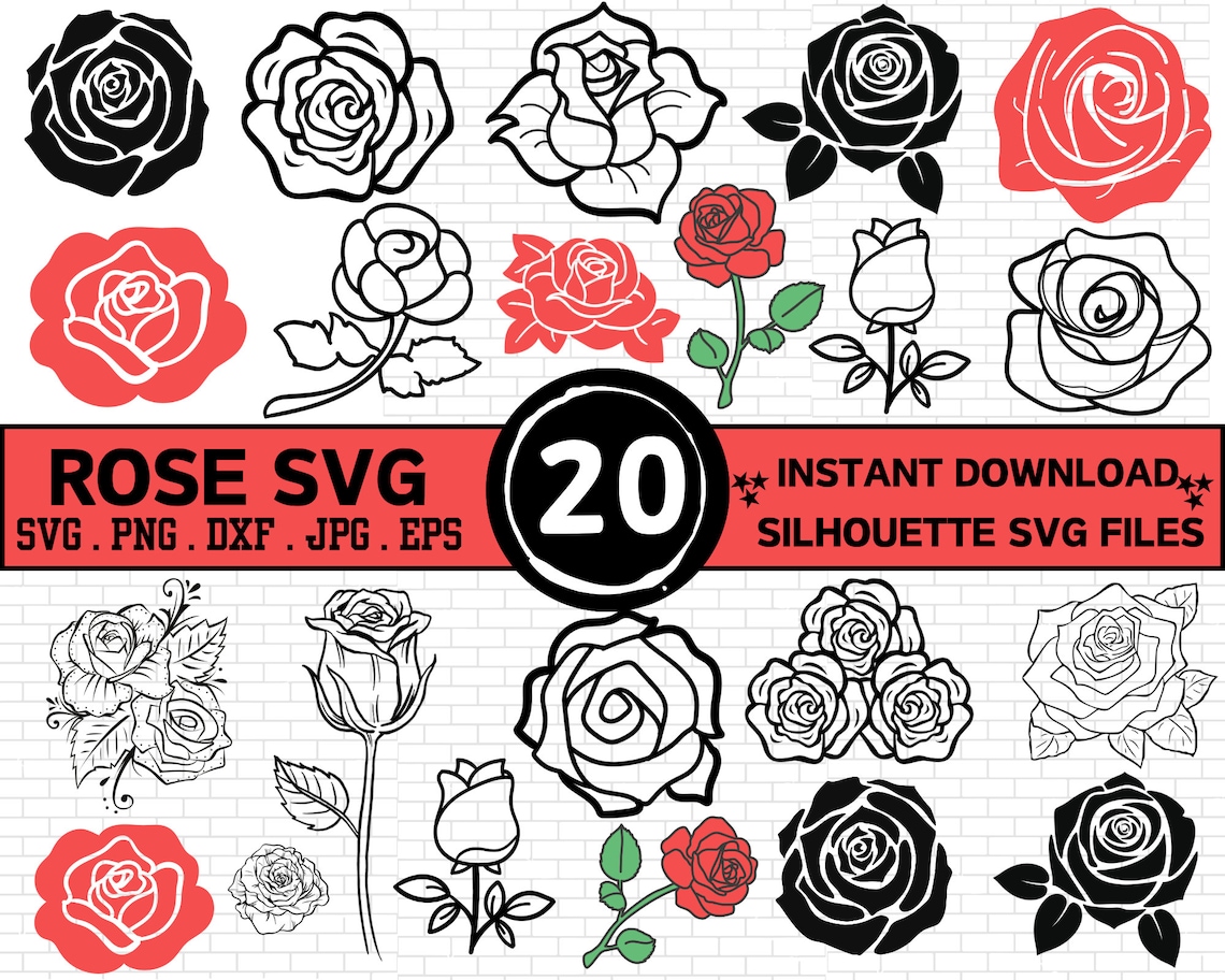 Roses Svg Bundle, Roses Svg, Rose Clipart, Rose Png, Rose Silhouette ...