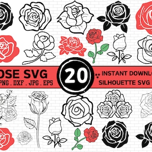Roses Svg Bundle, Roses Svg, Rose Clipart, Rose Png, Rose Silhouette ...