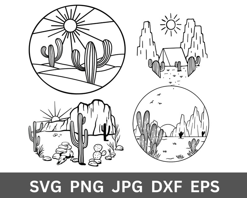 Desert Landscape Svg Png, Mountain Scene Svg, Svg Files for Cricut ...