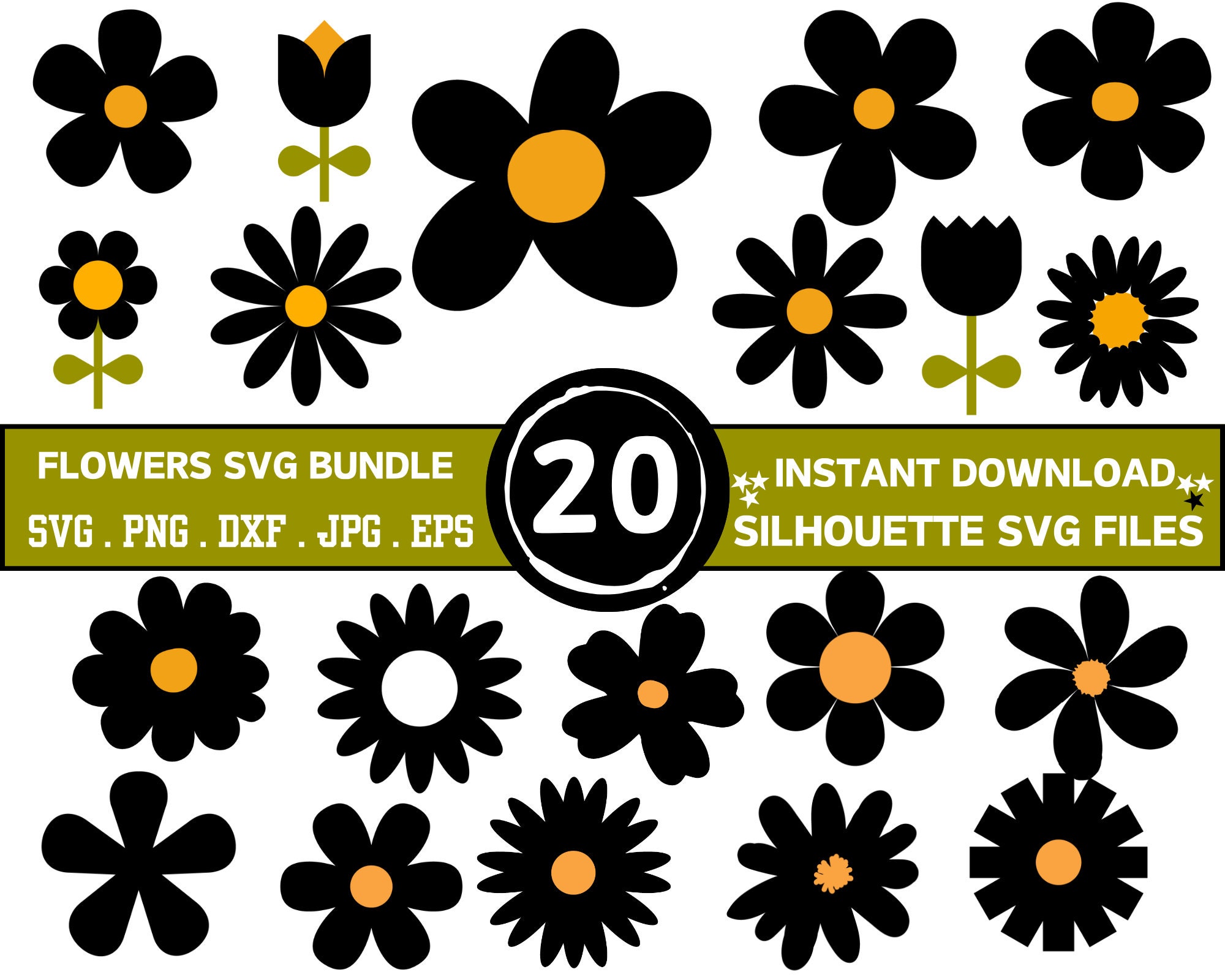 Flower Power Svg B, Svg Files for Cricut, Flower Svg, Positivity Svg ...