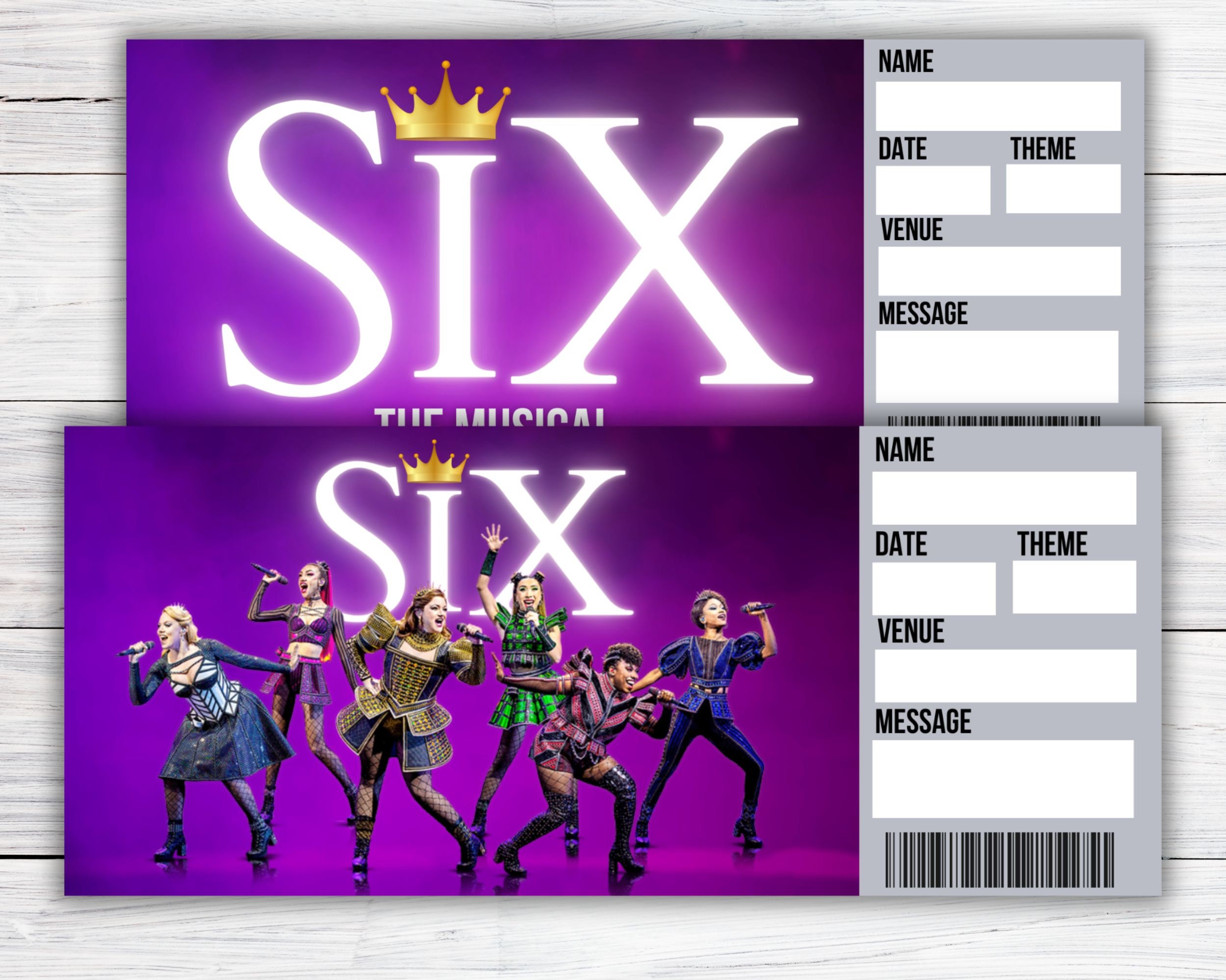 Printable Six Broadway Surprise Ticket Template, Theatre Ticket ...