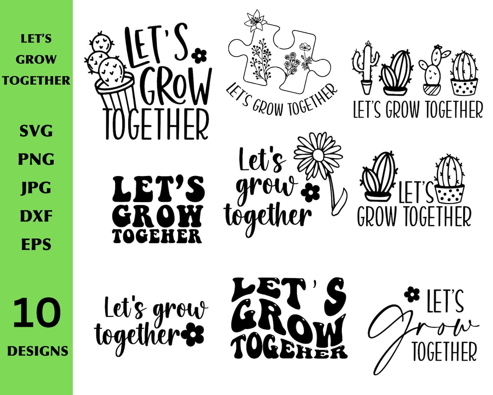 Lets Grow Together Svg, Awareness Svg, Positive Quote Svg, Lets Grow ...