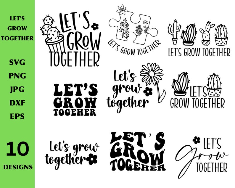 Lets Grow Together Svg, Awareness Svg, Positive Quote Svg, Lets Grow ...
