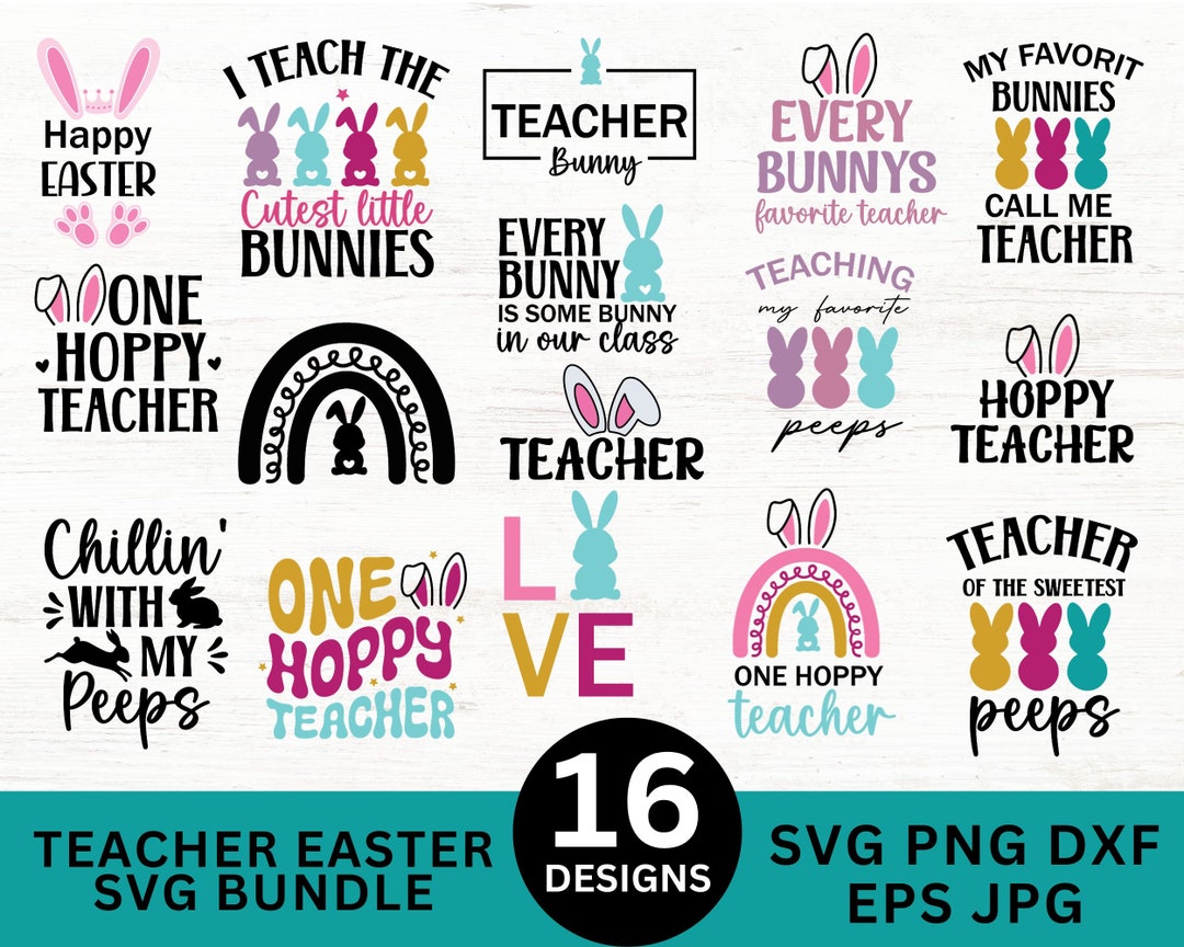 Teacher Easter Svg Bundle, Hoppy Teacher Png, Teacher Svg Bundle ...